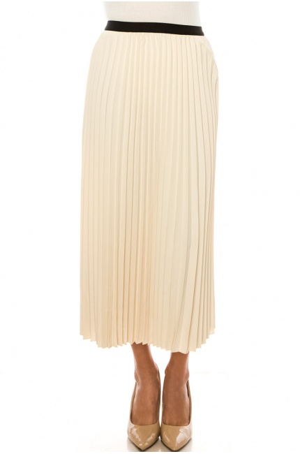 Classic Pleated Cream Skirt | Modest Women Clothing - YAL New York